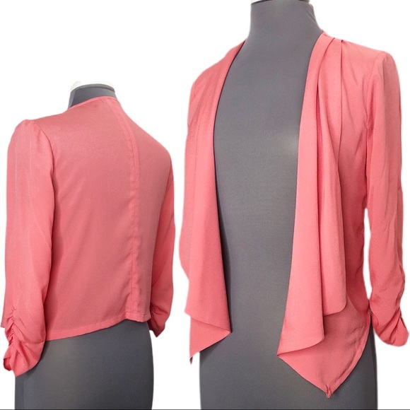 Stoosh | Jackets & Coats | Pink Blazer Waterfall Draped Openfront ...